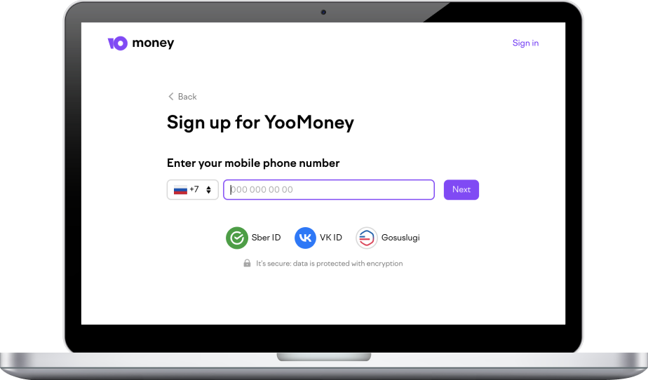 使用免费办理的YooMoney塑料卡在俄境内付费